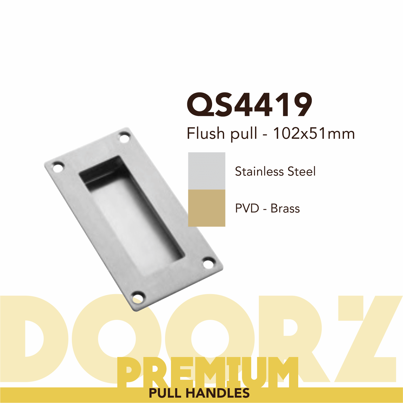 QS4419 Flush Pull 102x51mm - The Doorz Shop