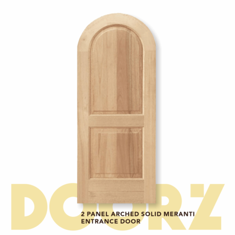 2 Panel Arched Solid Meranti Entrance Door - The Doorz Shop