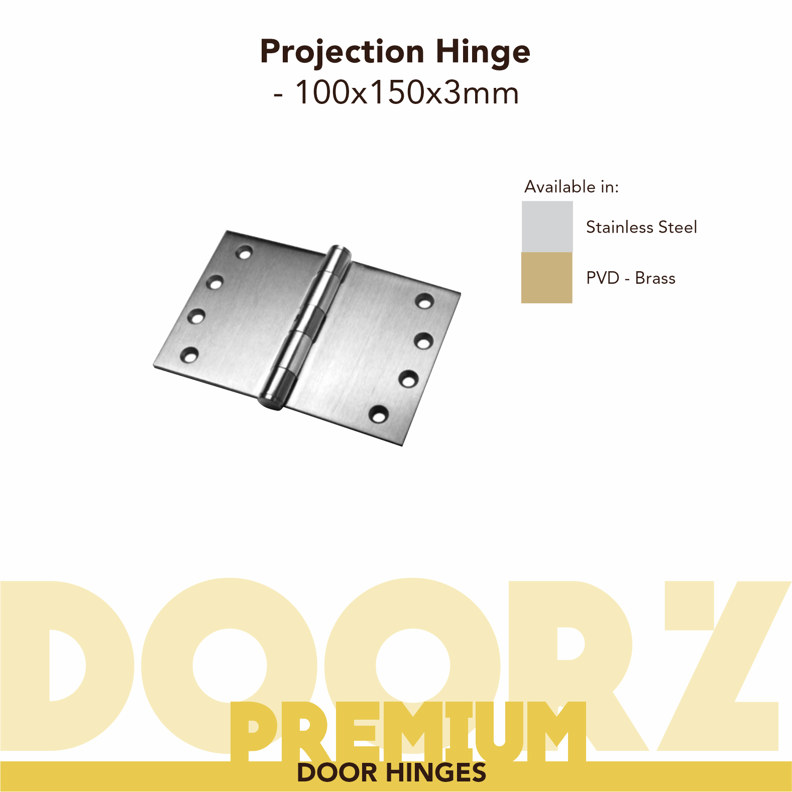 QS4412-1 Projection Hinge 100x150x3mm - The Doorz Shop