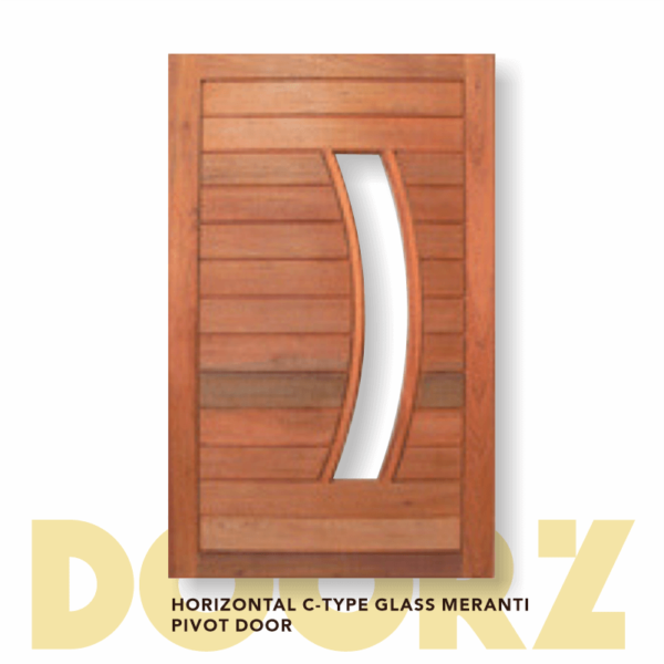 Horizontal C-Type Solid Meranti Pivot Door - The Doorz Shop